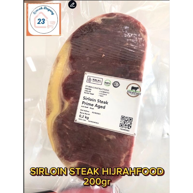 Jual DAGING SIRLOIN STEAK/STIK PRIME AGED HIJRAHFOOD 200 GR | Shopee ...