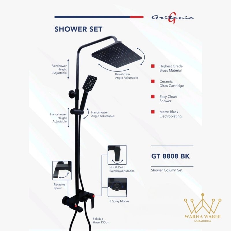 Jual Shower Kolom GRITANIA GT 8808 BK Black | Shopee Indonesia