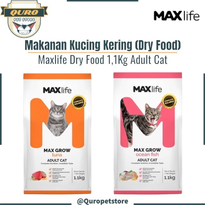 Jual MAXLIFE DRY Cat Food Adult Kemasan Freshpack 1.1Kg - Makanan ...