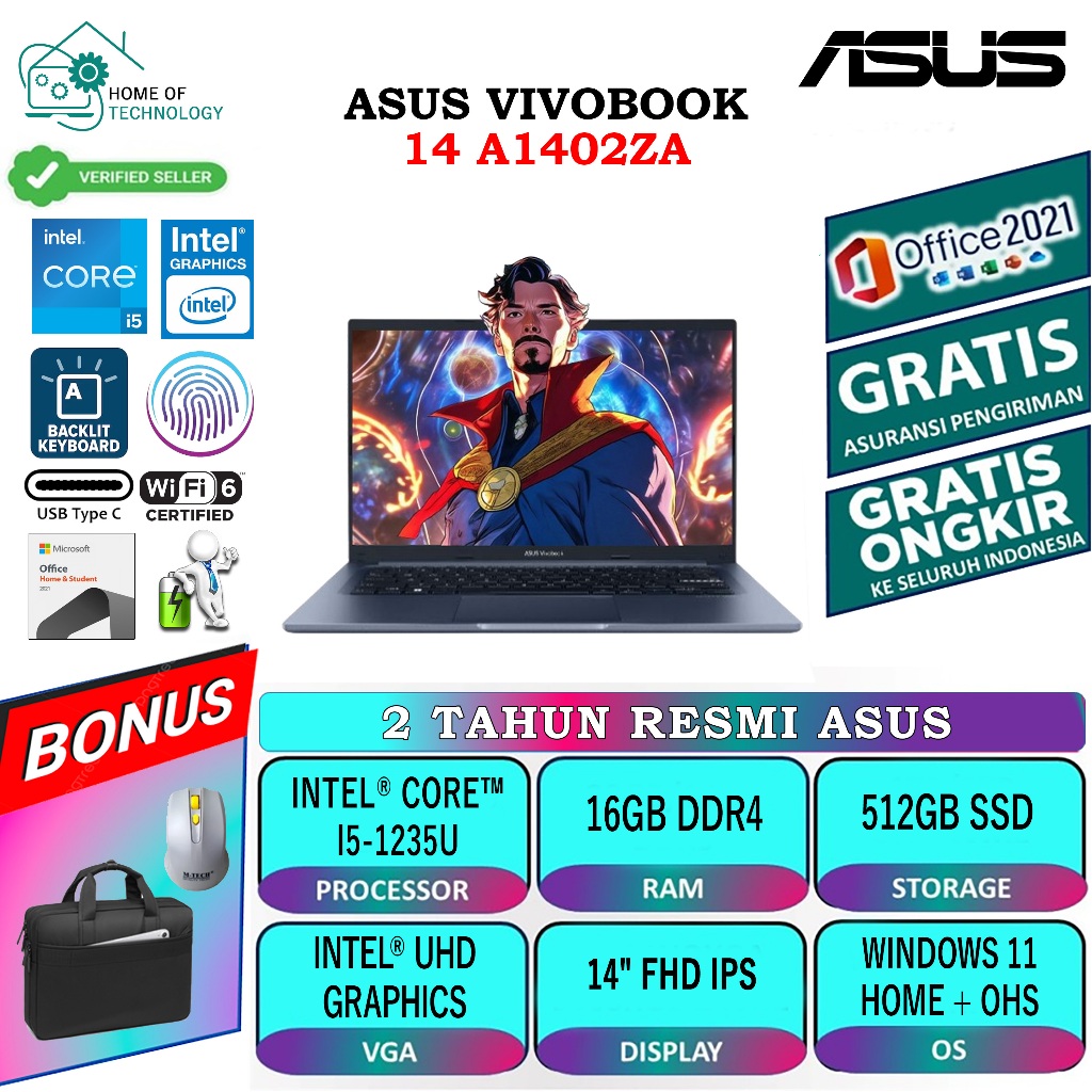 Jual Laptop Baru Asus Vivobook 14 A1404ZA Intel I5 1235U Ram 16GB DDR4 ...