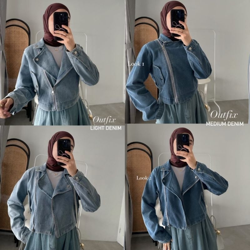 Jual Cropty Jacket Jeans Outfix (Diskon 5% Shopee Video) | Shopee Indonesia