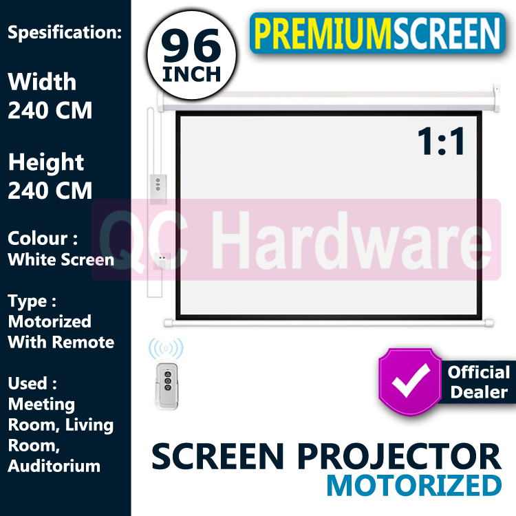 Jual Premium Screen Projector 96 inch Rasio 1:1 Motorized - Layar ...