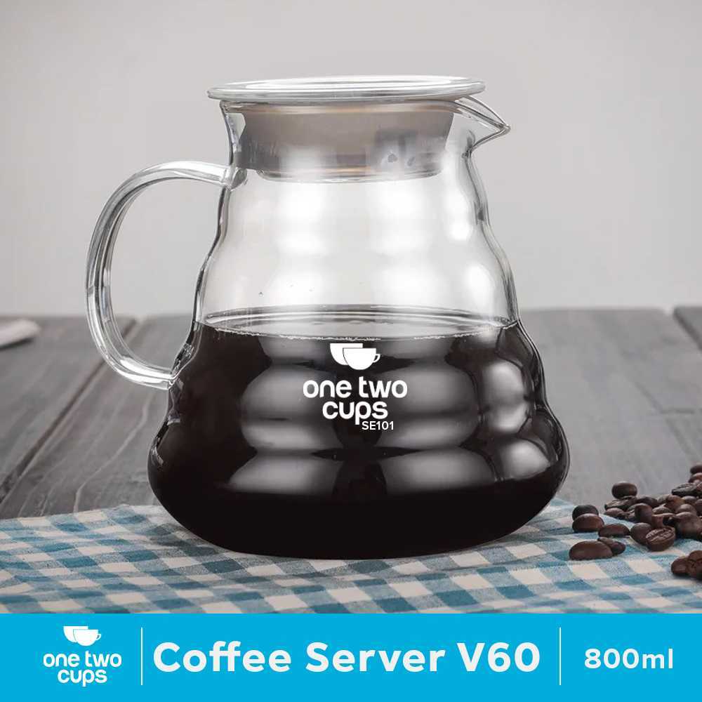 Jual One Two Cups Coffee Server V60 Drip Pour Over Borosilicate Glass ...