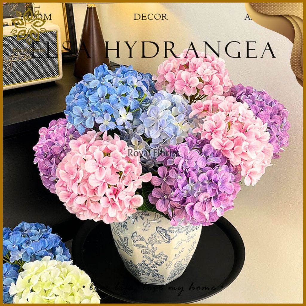 Jual Bunga Hydrangea Latex Jumbo Tangkai Panjang/Bunga Pompom Jumbo ...