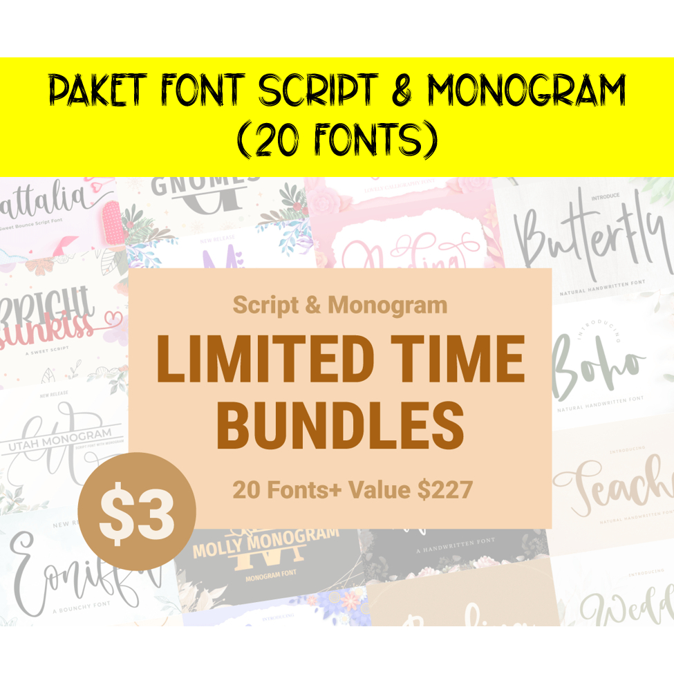 Jual Paket Font Script & Monogram (20 fonts) | Shopee Indonesia