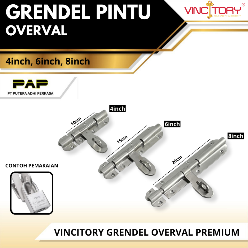 Jual Grendel Overval 4 " 6 " 8 " Inch / Gerendel Overpal Selot Pintu ...