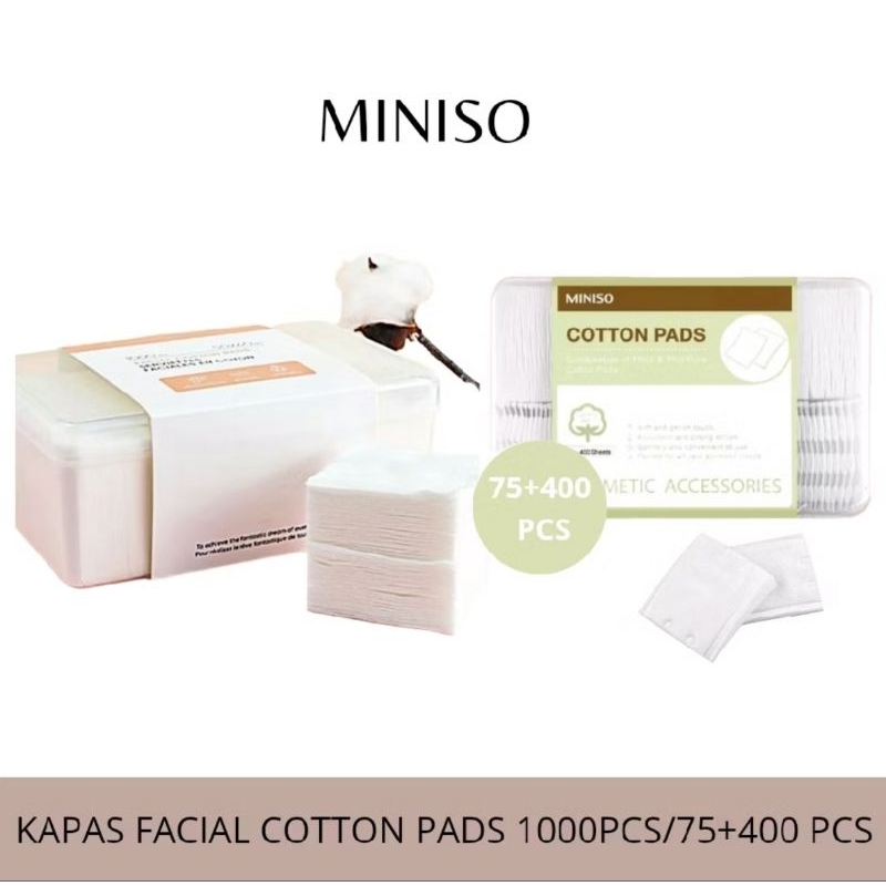 Jual MINISO Facial Cotton Pads 1000 pcs / 75+400pcs | Shopee Indonesia
