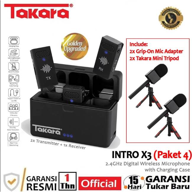 Jual Takara INTRO X3 2.4GHz Digital Wireless Mic Microphone with ...