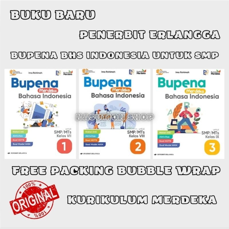 Jual Buku Bupena Bahasa Indonesia Kelas 1 2 3 / 7 8 9 SMP/MTs Erlangga Kurikulum Merdeka Km ...