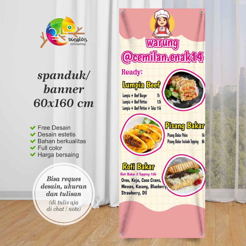 Jual Cetak Spanduk Banner Dapur Cemilan Enak | Shopee Indonesia