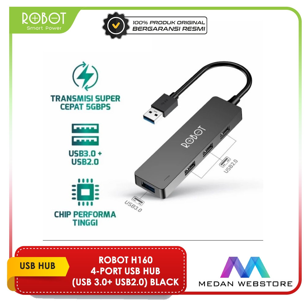 Jual ROBOT USB Hub H160 4 Ports USB 2.0 & USB 3.0 High Speed 5GBPS ...