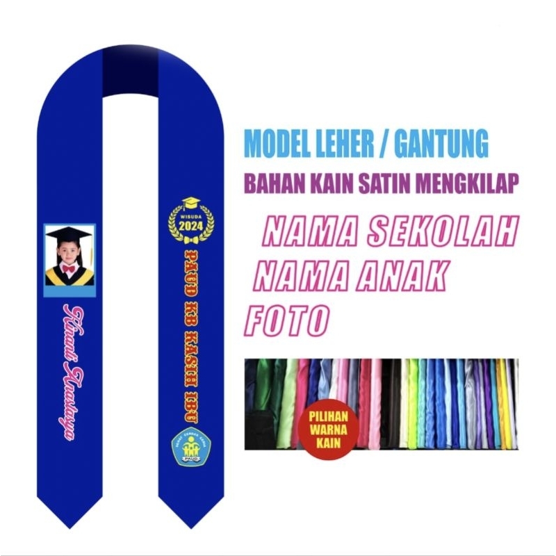Jual Selempang Selendang Wisuda Model Leher Custom Foto Logo Nama Warna ...