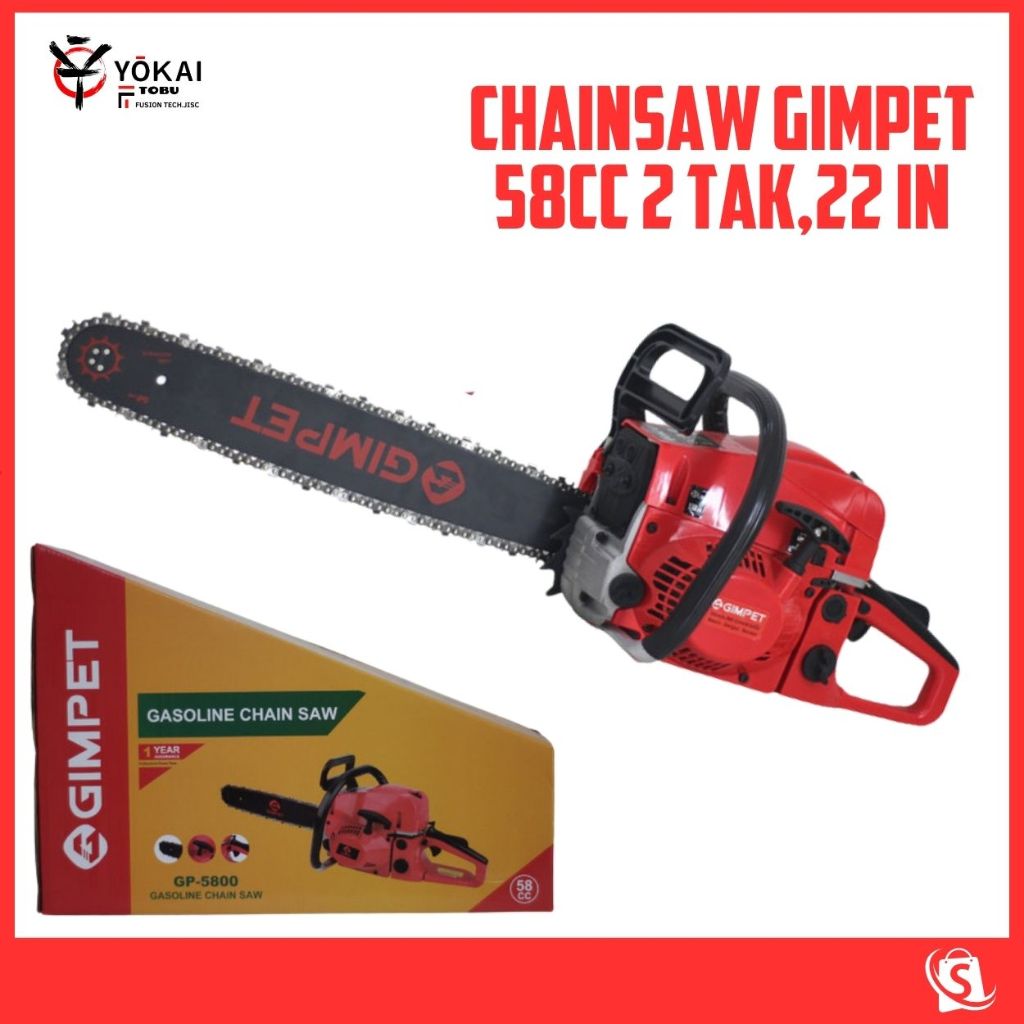 Jual Mesin Potong Kayu 58CC 22" Chainsaw 2Tak Untuk / Gergaji Mesin / Mesin Gergaji Kayu MEREK ...
