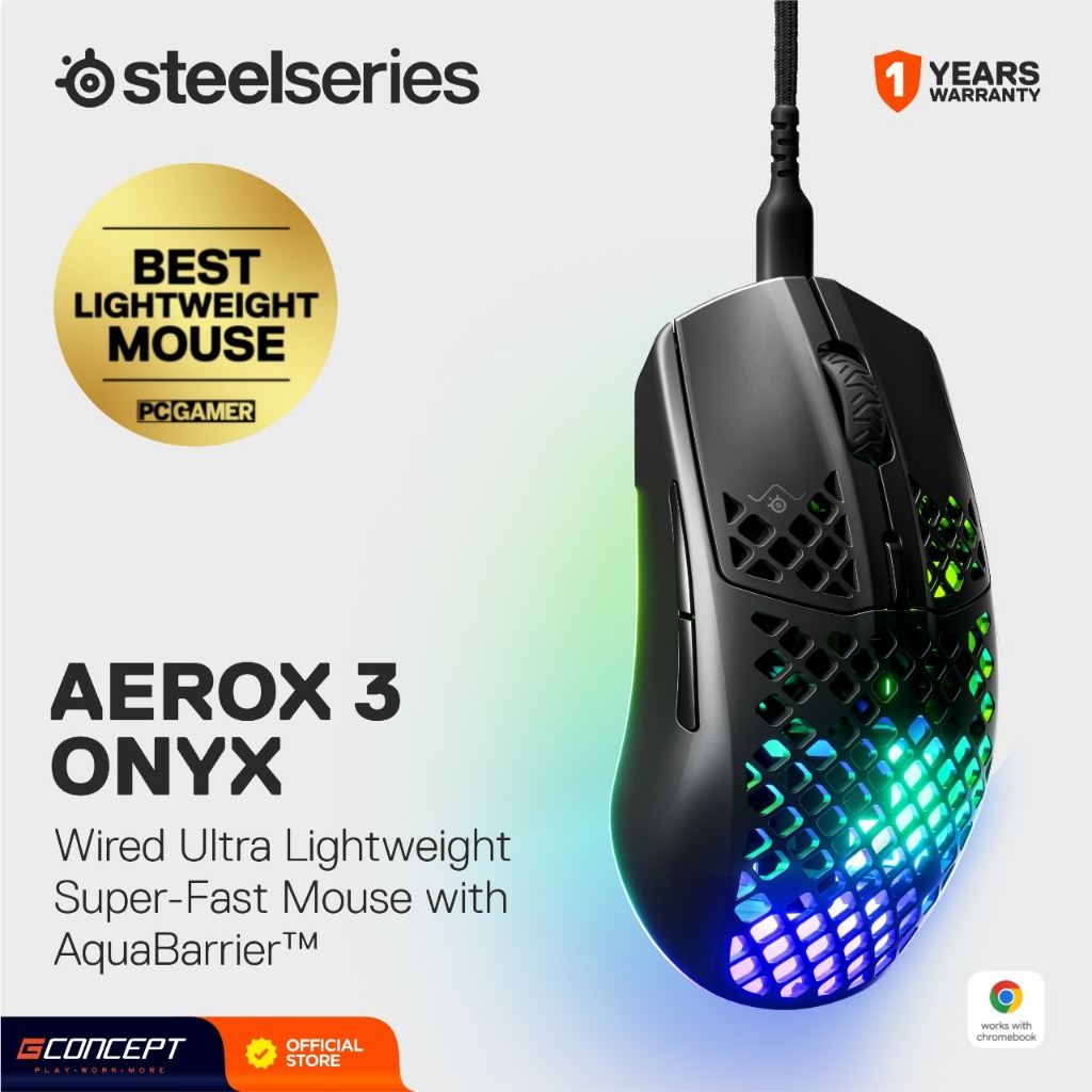 Jual Steelseries Aerox 3 Onyx Wired Gaming Mouse RBG Water Resistant ...