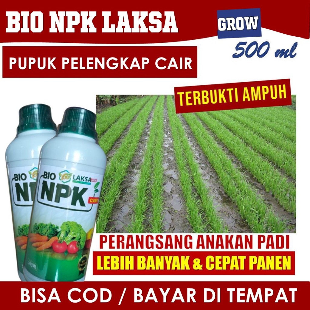 Jual PUPUK TERLARIS NPK LAKSA GROW NPK CAIR Pelebat Anakan Padi Lebih Banyak, Obat Organik ...