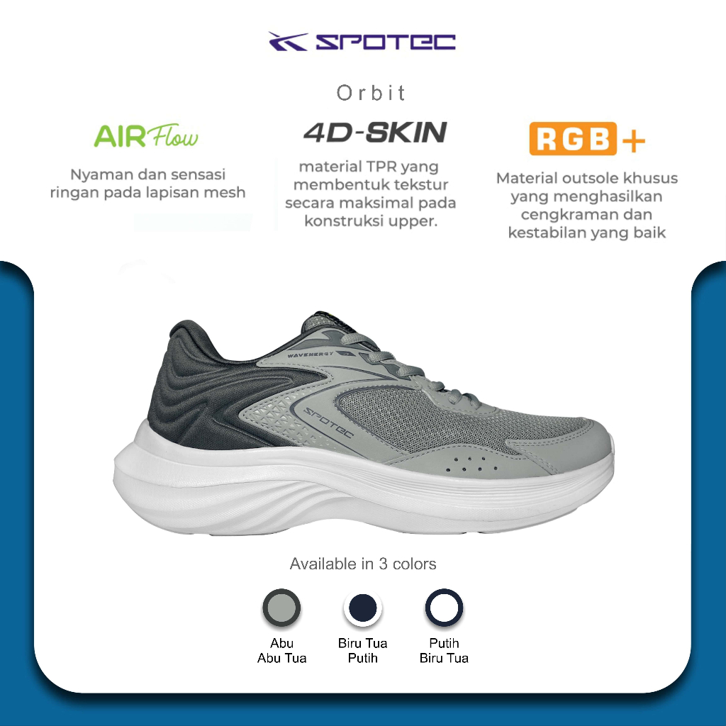 Jual SPOTEC Sepatu RUNNING Artikel ORBIT-Abu/Abu Tua | Shopee Indonesia