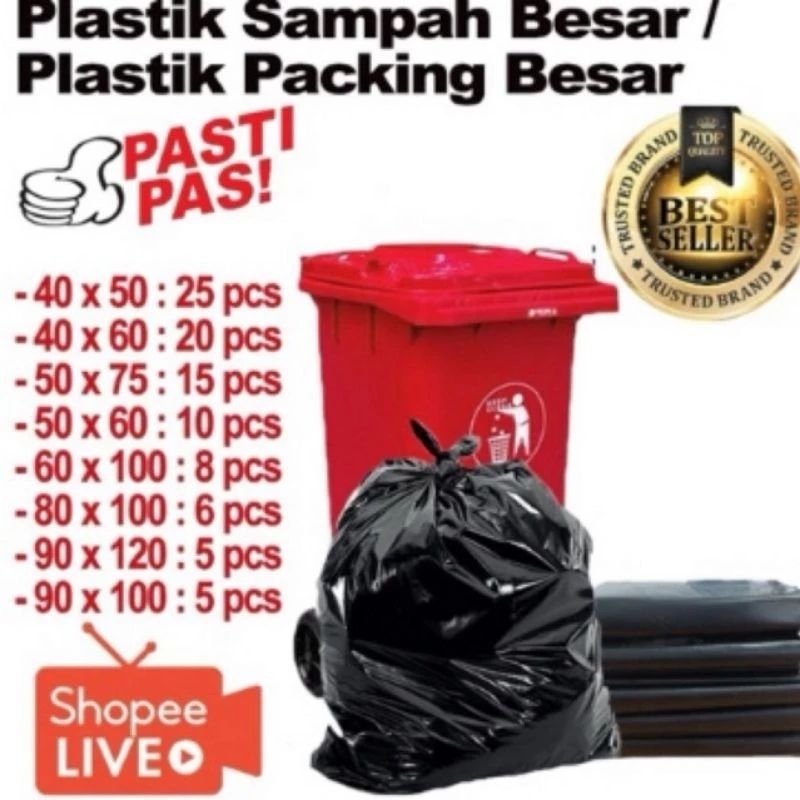 Jual PLASTIK SAMPAH UK 40X60 KANTONG PASTIK SAMPAH HITAM PASTIK PACKING ...