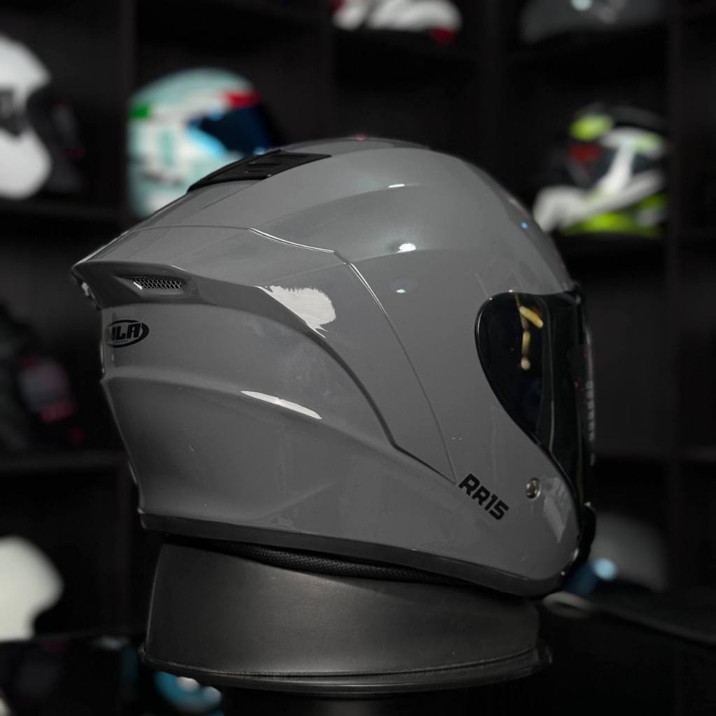 Jual Helm Half Face Mla RR15 Solid Grey Stone Glosy Kaca Visor Clear ...
