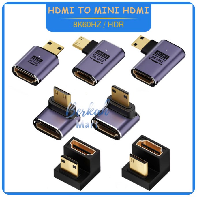 Jual 8K HDMI To Mini HDMI 90° Sudut Kanan Converter Adapter Extension ...