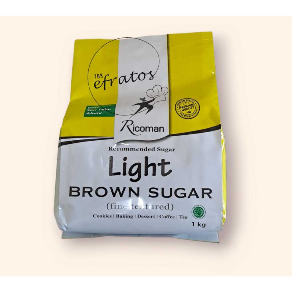 Jual RICOMAN Light Brown Sugar 1 kg dan Repack 250 gr | Shopee Indonesia