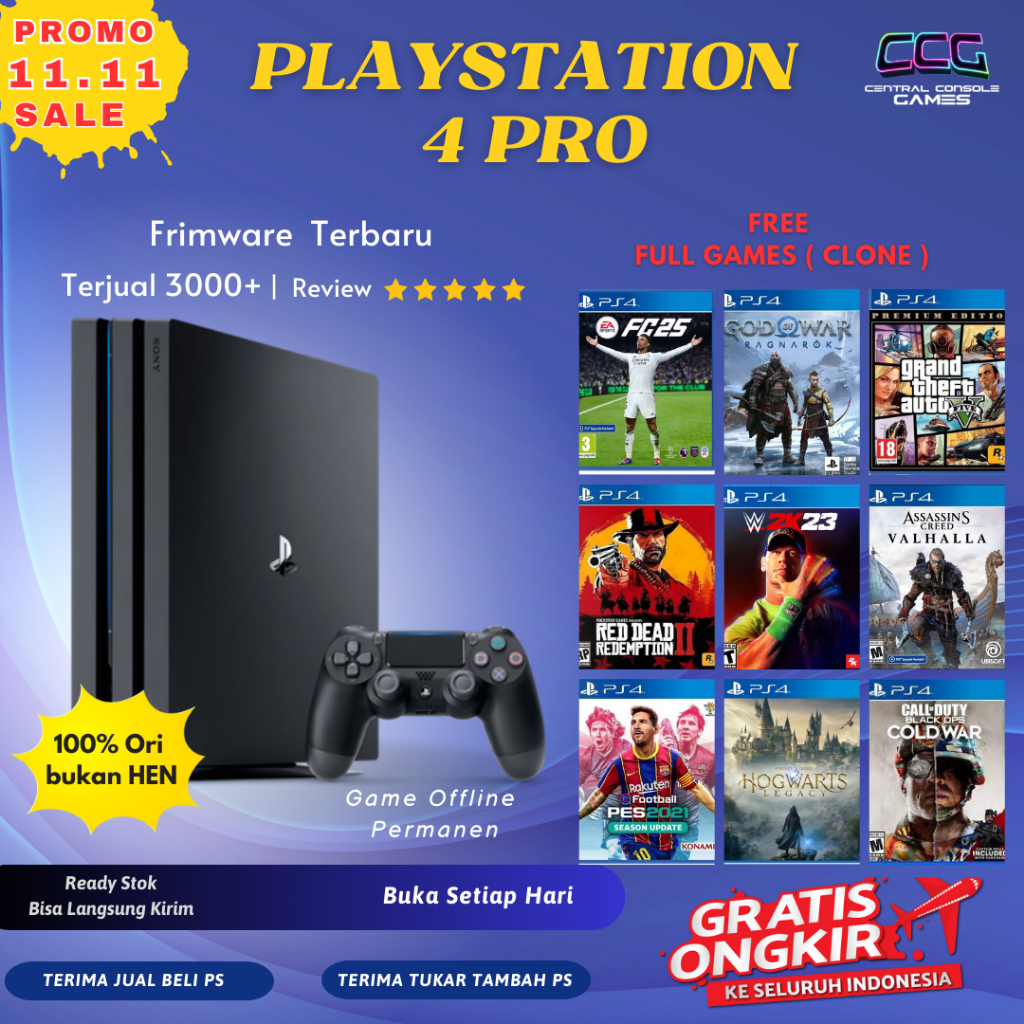 Jual PS4 Pro 1TB Clone Full Sett Garansi Full Games | Shopee Indonesia