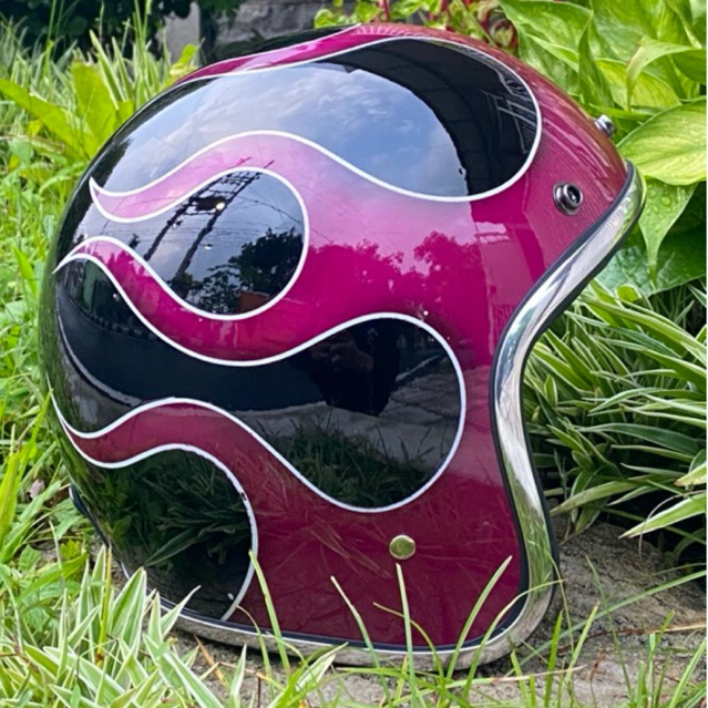 Jual Helm Bogo Custom Hitam Api Maroon | Shopee Indonesia