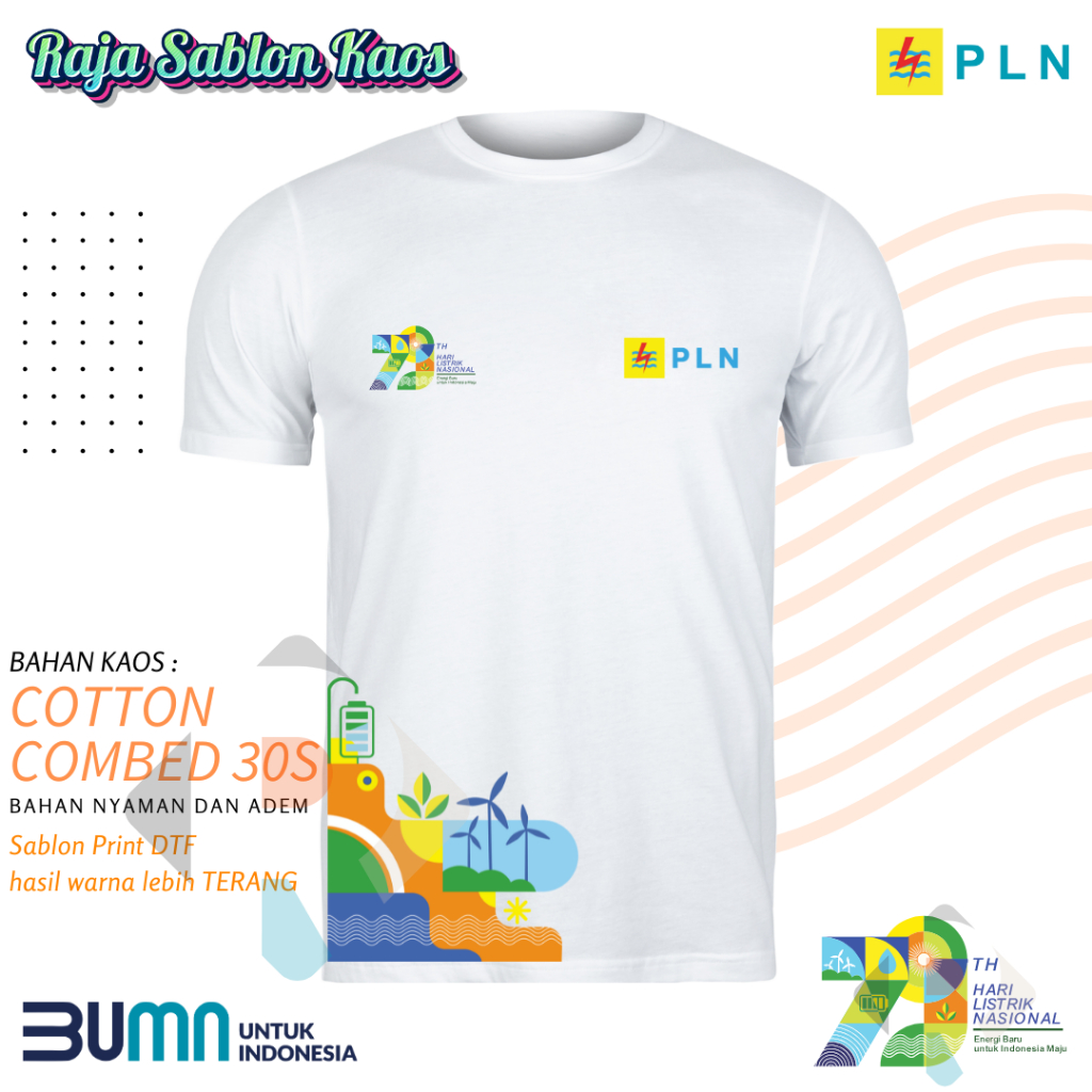 Jual KAOS PLN 79 HARI LISTRIK NASIONAL HUT PLN BAJU PLN BUMN | Shopee ...