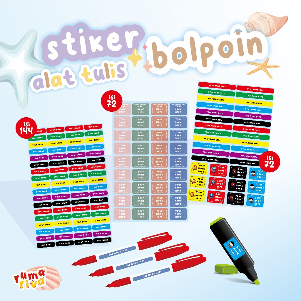 Jual STICKER NAMA STICKER PENSIL LABEL NAMA ANAK STIKER BOLPOIN STIKER ...