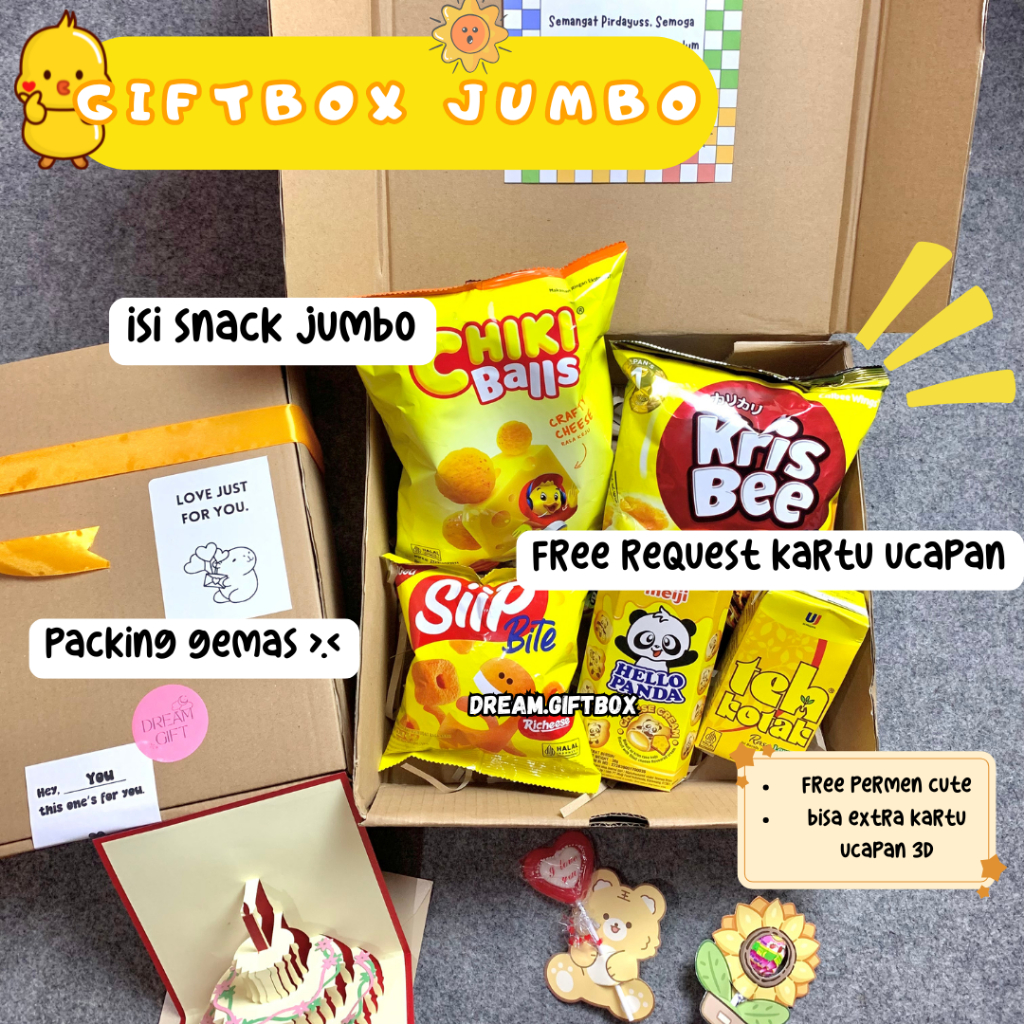 Jual Gift Box Jumbo Hampers Snack Jumbo Kado Ulang Tahun Cewe Kartu ...