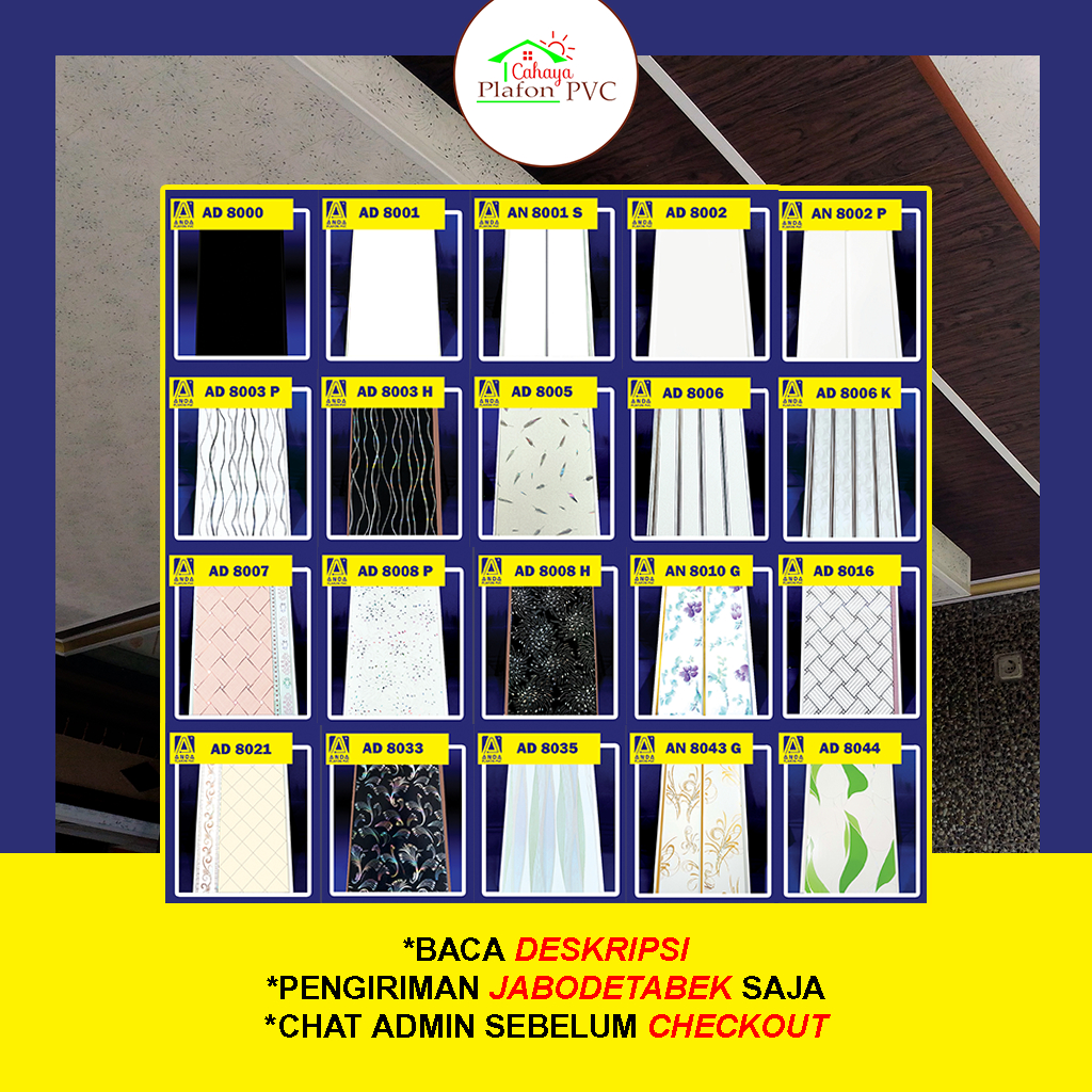 Jual (1M) Anda Plafon PVC Bahan Plafon PVC 8MM Motif Polos PREMIUM ...