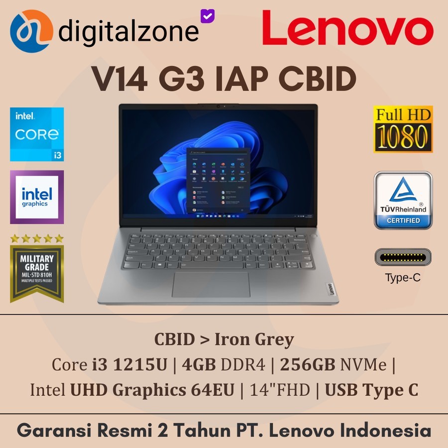 Jual Lenovo V14 G3 CBID - Core i3 1215U 4GB 256GB 14" FHD | Shopee ...