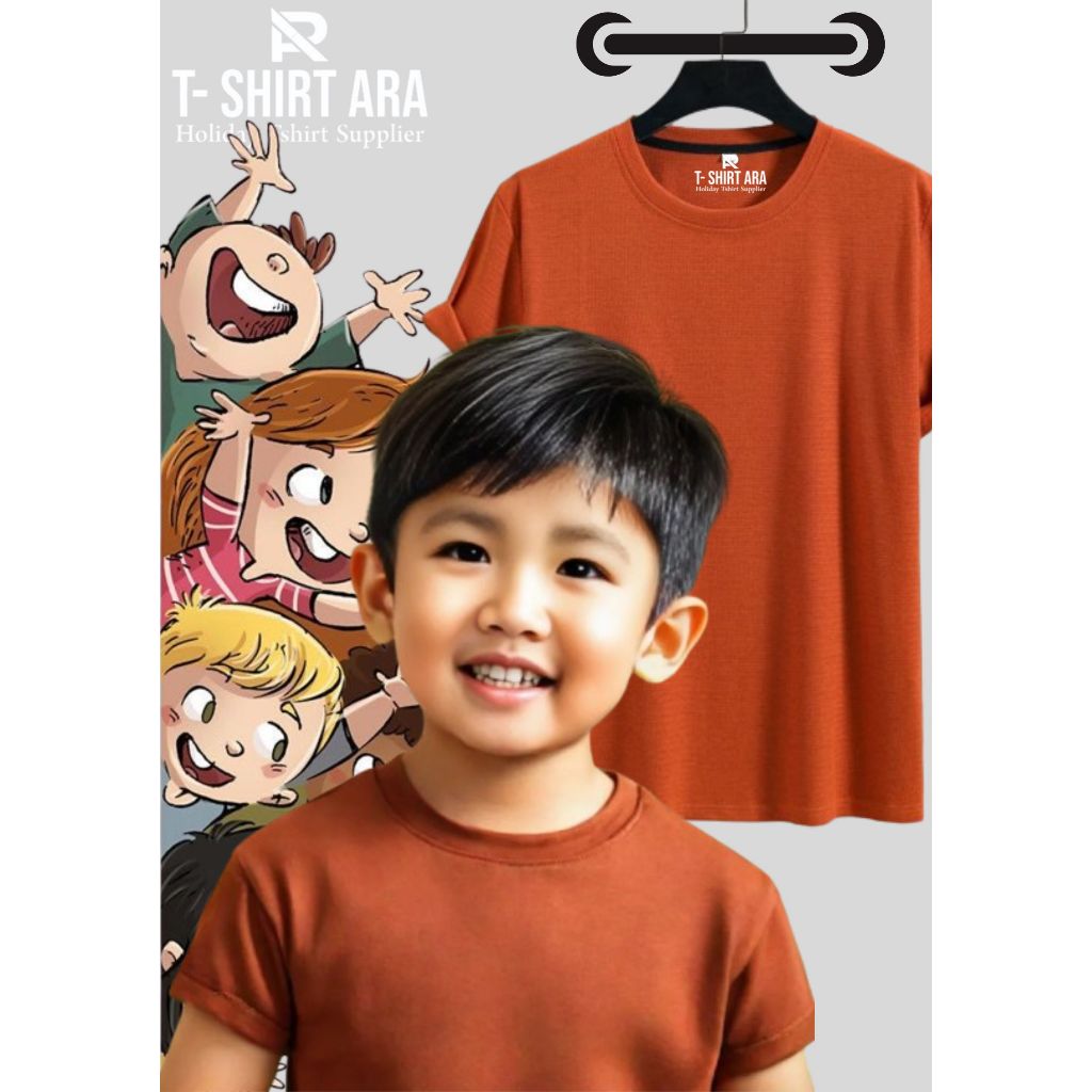 Jual Kaos Polos Anak Catton 30s Premium Merah Bata | Shopee Indonesia