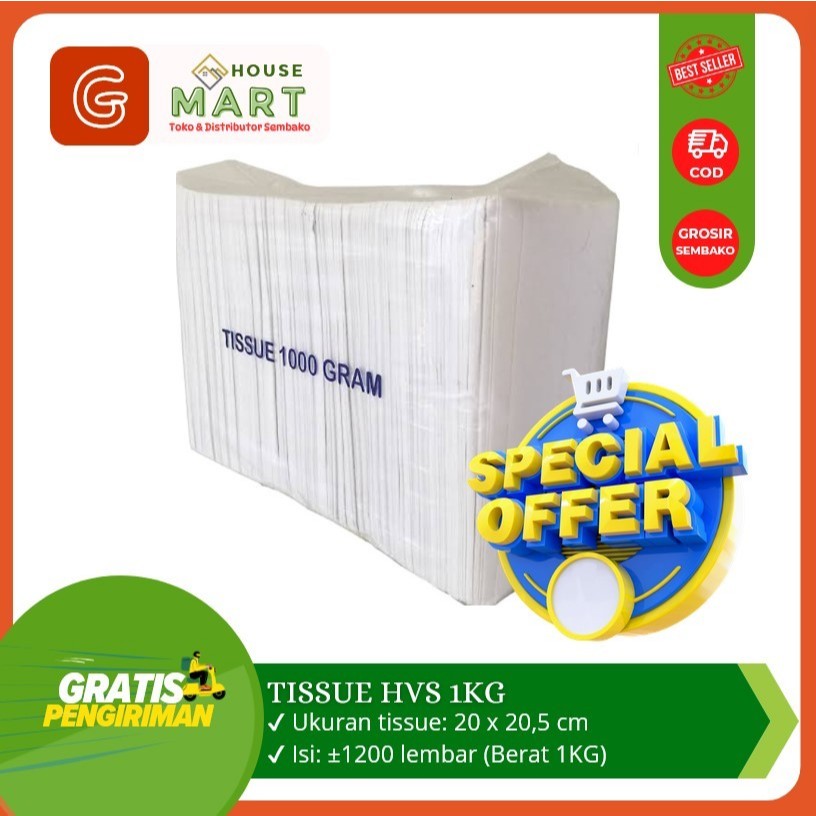 Jual Promo Tissu Murah HVS Kiloan Berat 1kg / Tissue Facial 1000 gr ...