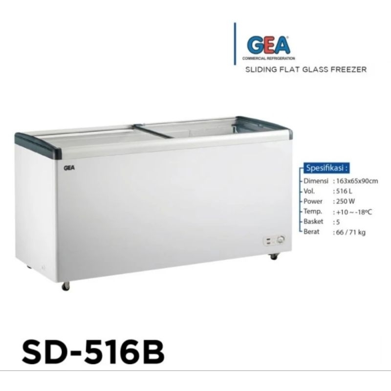Jual Gea SD-516B SD516B Sliding Flat Glass Freezer Kaca Datar - Freezer ...