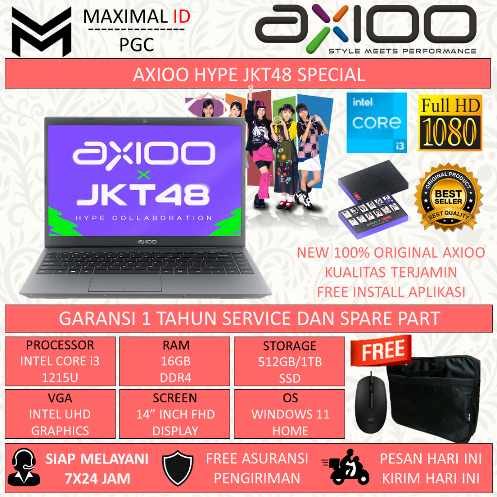Jual AXIOO MYBOOK HYPE JKT48 SPECIAL EDITION INTEL I3 1215U 16GB 512GB SSD FHD WINDOWS 11 HOME ...