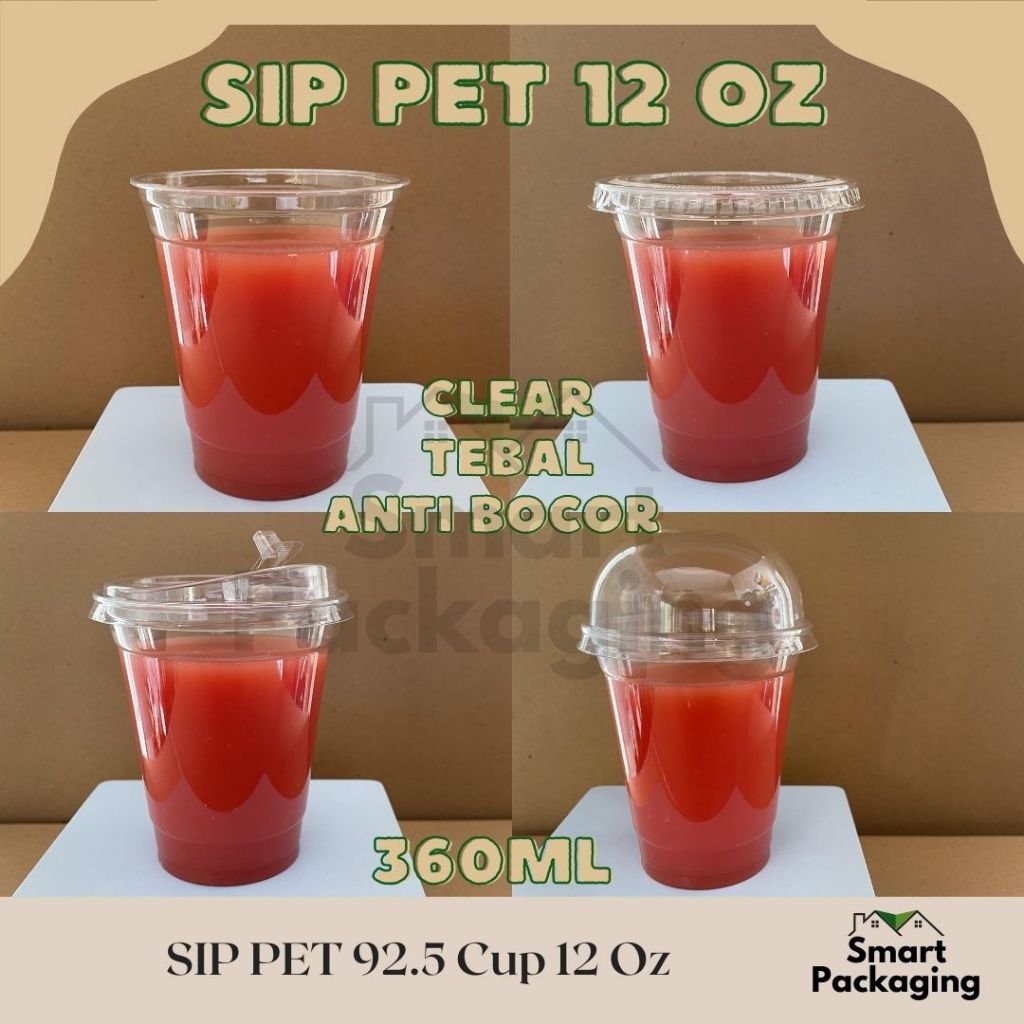 Jual [ISI 50 PCS] SIP Plastic Cup PET / Gelas Plastik PET 12 Oz 92.5 ...