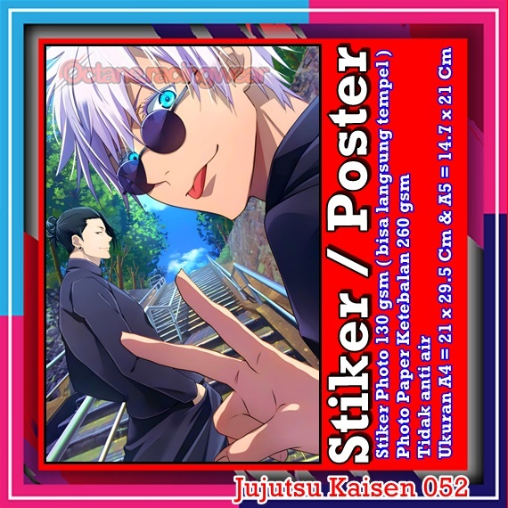 Jual Sticker Poster Jujutsu kaisen gojo satoru Anime Dekorasi stiker ...