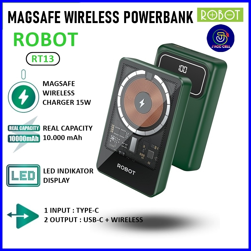 Jual PB ROBOT RT13 Magsafe Wireless Powerbank 10.000 mAh 3 Output PD ...