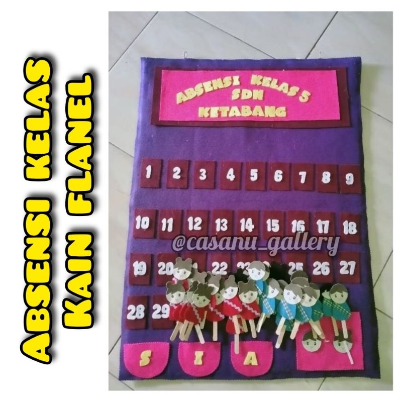 Jual ABSENSI KELAS KAIN FLANEL//HIASAN KELAS PRESENSI//PRESENSI KELAS ...