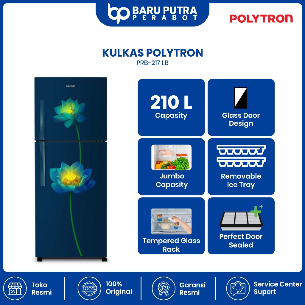 Jual POLYTRON Kulkas 2 Pintu Metallic 210 liter PRB 217LB/R | Shopee ...