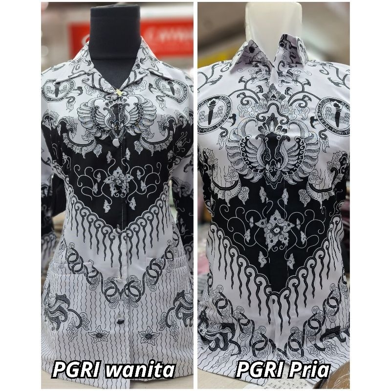 Jual seragam batik PGRI wanita dan pria bahan semi sutra baju guru dan ...