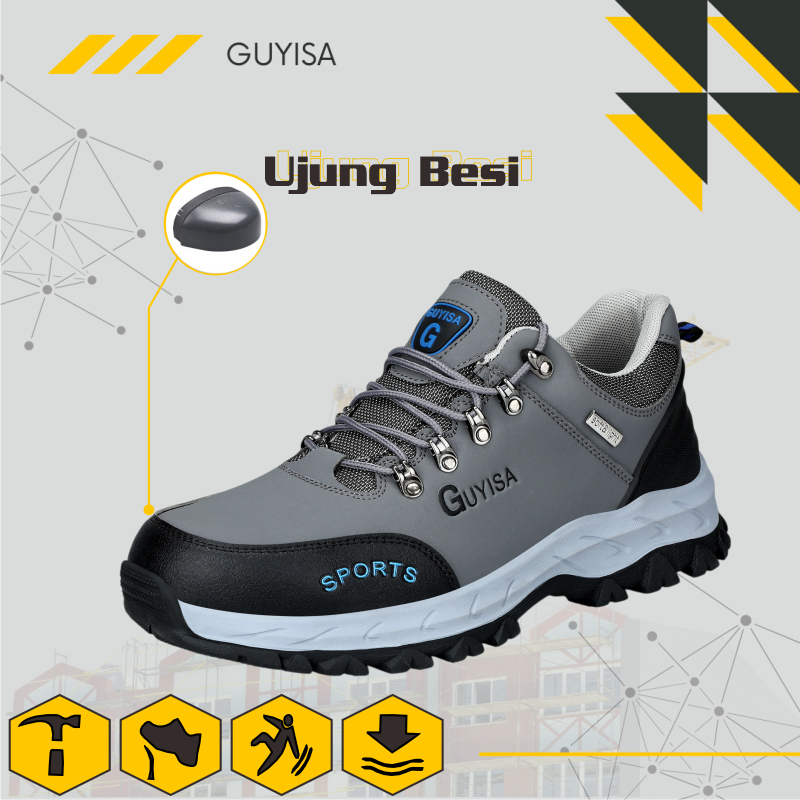 Jual Guyisa Sepatu Sneakers Safety Sport Grey Waterproof | Sepatu ...
