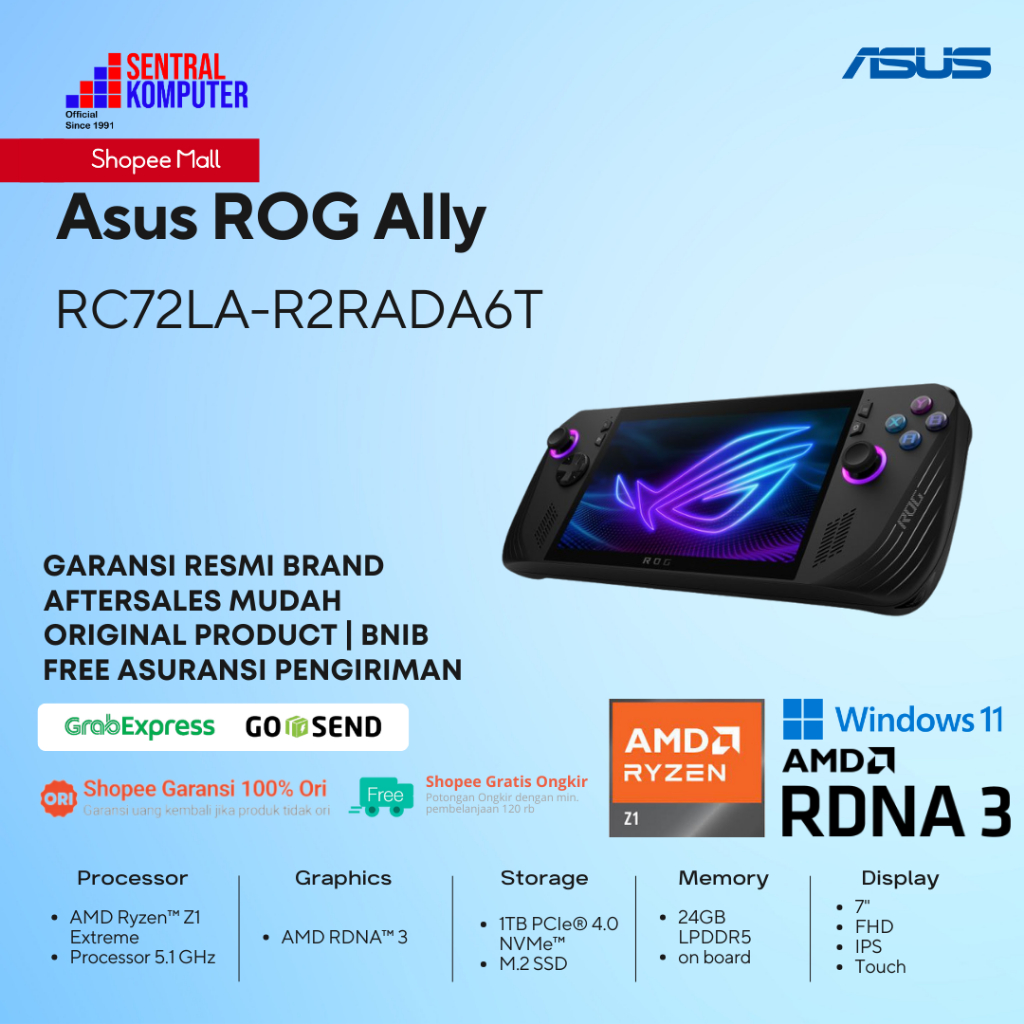 Jual ASUS ROG Ally X RC72LA AMD Ryzen Z1 Extreme 24GB 1TB 7" IPS 120Hz ...