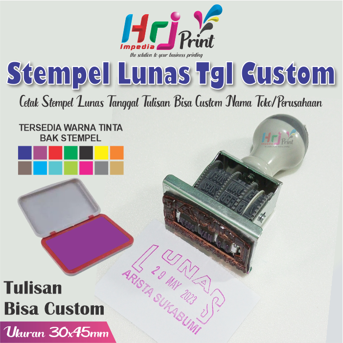Jual Stempel lunas Tgl custom nama toko/perusahaan | Cetak stempel lunas terima kasih tanggal ...