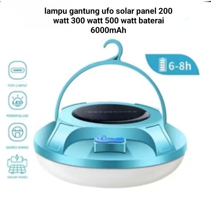 Jual Lampu emergency gantung ufo 500 watt + solar panel tenaga matahari maxpower mx-203 baterai ...