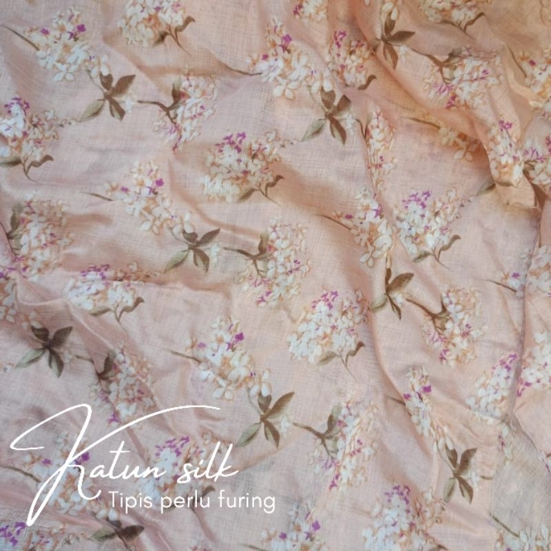 Jual kian katun silky premium motif bunga / kain katun semi sutra ...