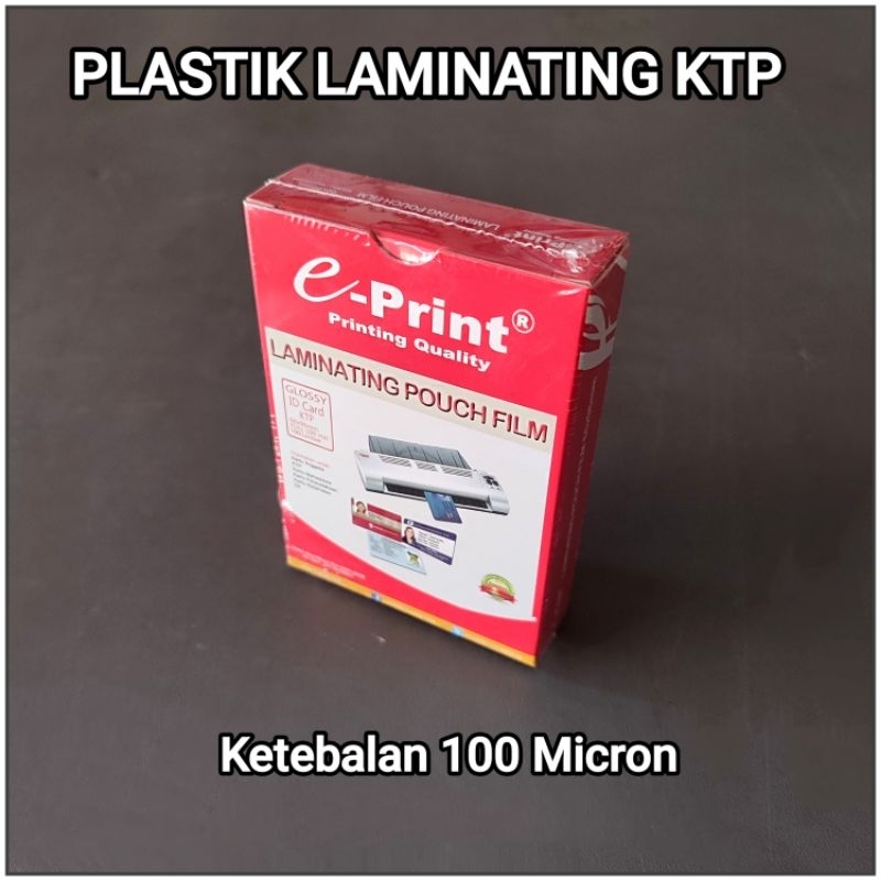 Jual 1 Pak Plastik Laminating KTP isi 100 Lembar EPRINT 100 Micron ...