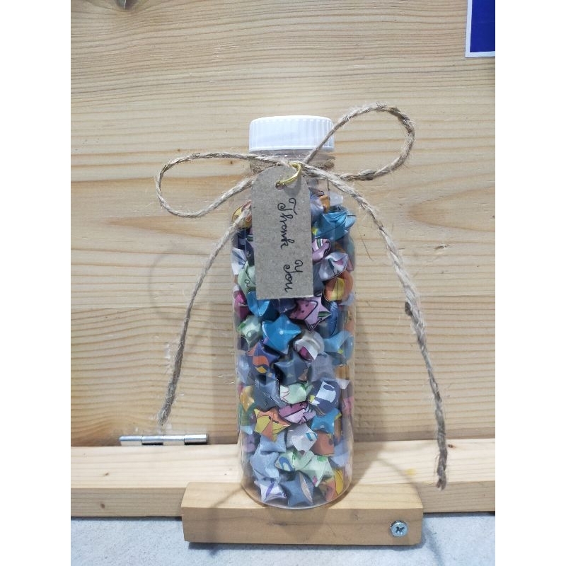 Jual Origami Bintang edisi motif animal dalam botol plastik kale 250ml ...