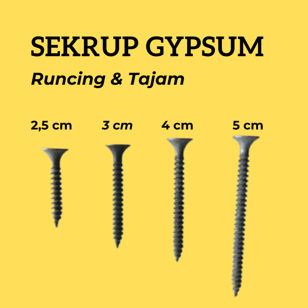 Jual Sekrup Gypsum Panjang Ukuran 2,5 Tajam Runcing Kuat 21/2cm ...