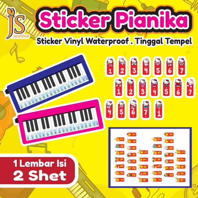 Jual Isi 2 Shet sticker pianika stiker pianika waterproof | Shopee ...